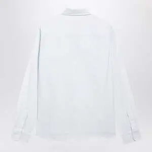 AMI Paris Cotton Striped Shirt With De Coeur Embroidery