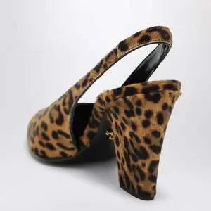 Prada Leopard-print Calf Hair Slingback Pumps