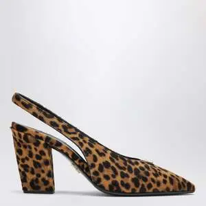 Prada Leopard-print Calf Hair Slingback Pumps - Cream