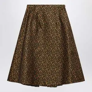 Prada Military Floral Pleated Skirt