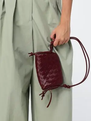 Bottega Veneta Woven Lambskin Crossbody Bag - Red