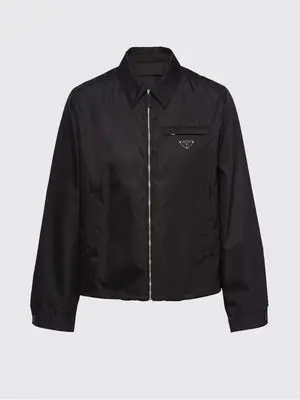 Prada Zip-up Hooded Jacket In Lambskin And Recycled Polyamide