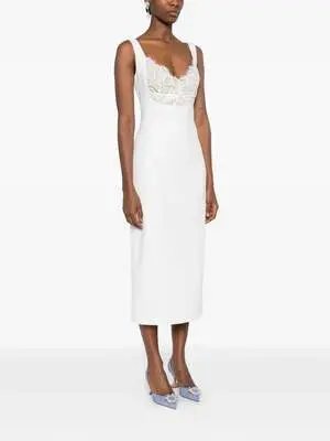 NISSA White Lace Embellished Evening Dress