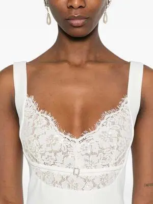 NISSA White Lace Embellished Evening Dress