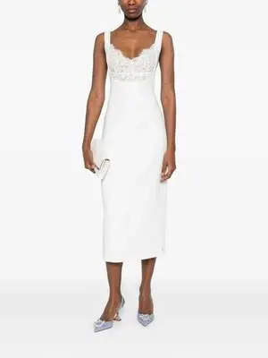 NISSA White Lace Embellished Evening Dress