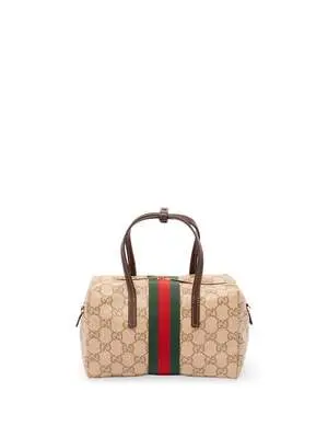 Gucci Monogram Boston Bag With Web Detail - Multicolor