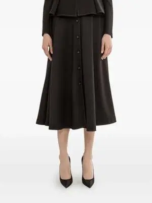 NISSA Linen Blend Button-front Midi Skirt