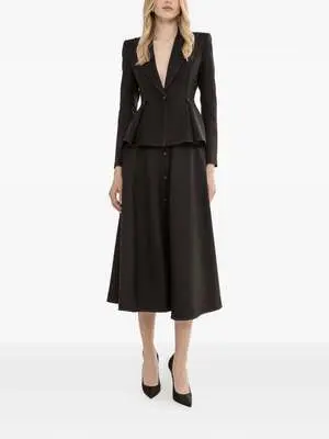 NISSA Linen Blend Button-front Midi Skirt