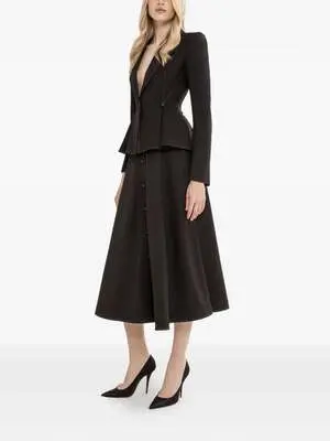 NISSA Linen Blend Button-front Midi Skirt
