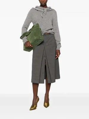 Prada Cashmere Sweater With Embellished Scarf Detail - Multicolor