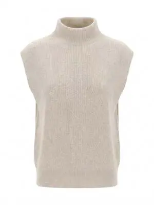 Peserico Ribbed Wool Turtleneck Vest - Multicolor