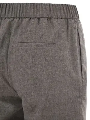 Peserico Virgin Wool And Cashmere Tapered Trousers - Gray