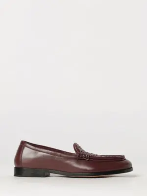 Bottega Veneta Burgundy Leather Woven Detail Loafers