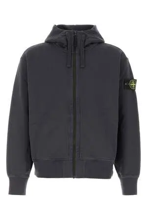 Stone Island Cotton Zippered Hoodie With Detachable Logo Patch