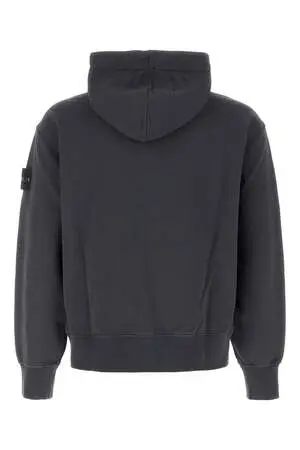 Stone Island Cotton Zippered Hoodie With Detachable Logo Patch