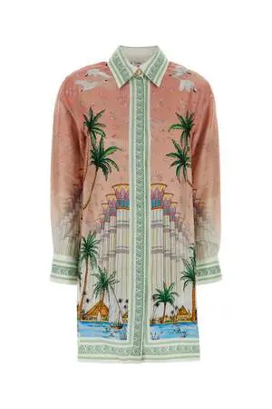 Casablanca Printed Silk Twill Shirt Dress