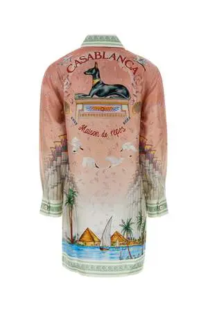 Casablanca Printed Silk Twill Shirt Dress