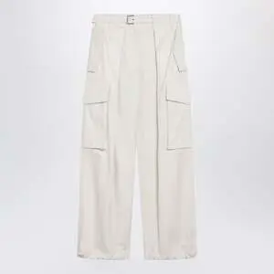 Loewe Ivory Cotton And Silk Cargo Trousers - White