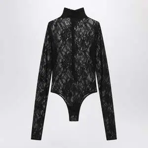 Andamane Lace High Neck Bodysuit - Black