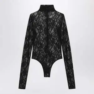 Andamane Lace High Neck Bodysuit - Black