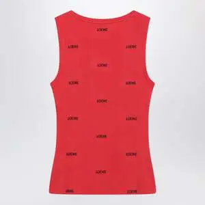 Loewe Ribbed Cotton Tank Top With All-over Logo Embroidery