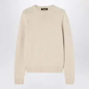 Loro Piana Beige Melange Cashmere Crewneck Sweater - Cream
