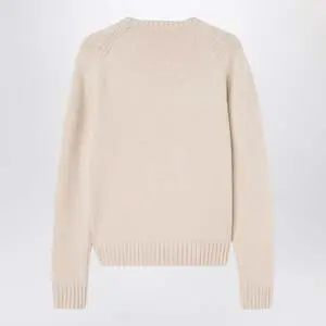 Loro Piana Beige Melange Cashmere Crewneck Sweater - Cream