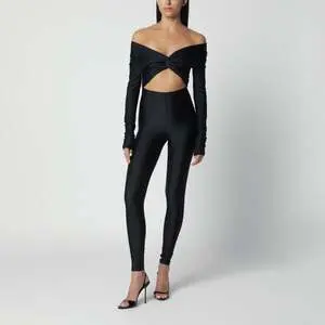 Andamane Kendall Jumpsuit In Glossy Stretch Lycra - Black