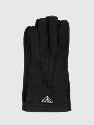 Prada Leather Gloves With Cashmere Lining - Black