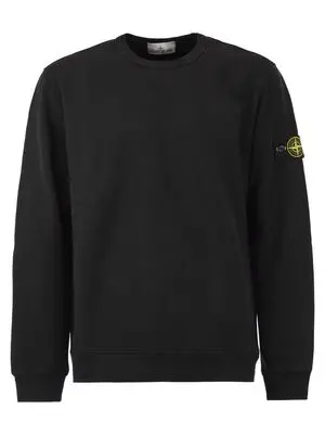 Stone Island Cotton Crew Neck Sweatshirt With Compass Badge - Black