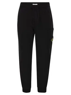 Stone Island Cotton Jogger Trousers With Cargo Pocket And Compass Badge - Black