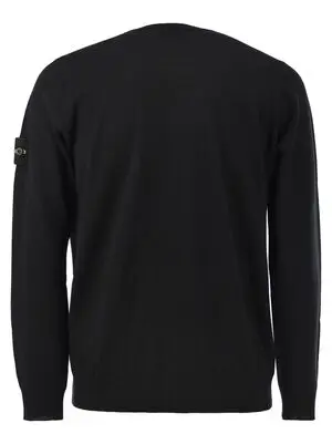 Stone Island Rws Pure Lightweight Wool Crew-neck Jumper With Embossed Stitching - Black