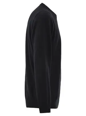 Stone Island Rws Pure Lightweight Wool Crew-neck Jumper With Embossed Stitching - Black