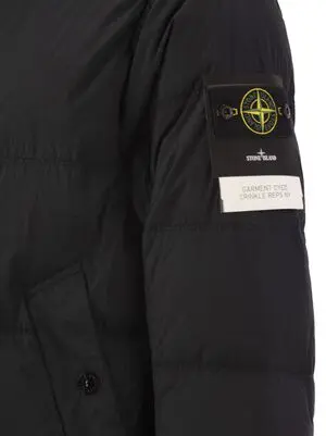 Stone Island Garment Dyed Crinkle Reps Ny Hooded Down Jacket - Blue