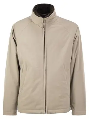 Herno Padded Technical Jacket With Stand Collar And Faux Fur Lining - Cream