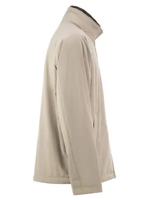 Herno Padded Technical Jacket With Stand Collar And Faux Fur Lining