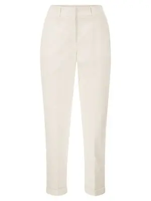 Peserico Stretch Cotton Tapered Trousers With Elasticated Waistband - White