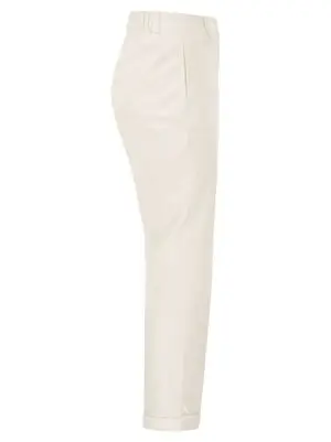 Peserico Stretch Cotton Tapered Trousers With Elasticated Waistband - White