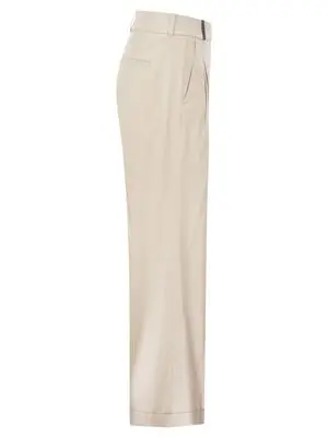 Peserico Tailored Virgin Wool Stretch Trousers With Front Pleats