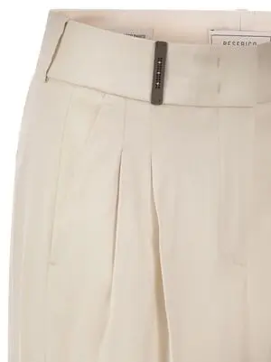 Peserico Tailored Virgin Wool Stretch Trousers With Front Pleats