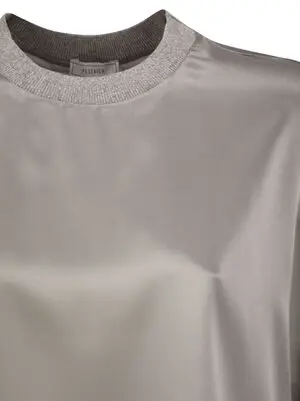 Peserico Stretch Silk Blouse With Lurex Knit Neckline - Multicolor
