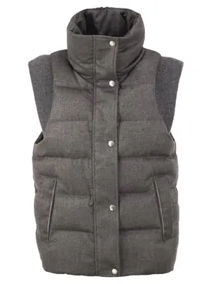 Peserico Padded High-neck Gilet With Lurex Knit Details - Multicolor