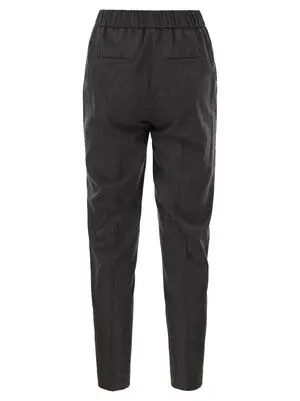 Peserico Virgin Wool And Cashmere Tapered Trousers With Elasticated Waistband - Multicolor