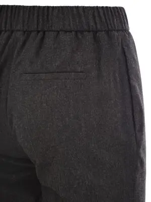 Peserico Virgin Wool And Cashmere Tapered Trousers With Elasticated Waistband - Multicolor