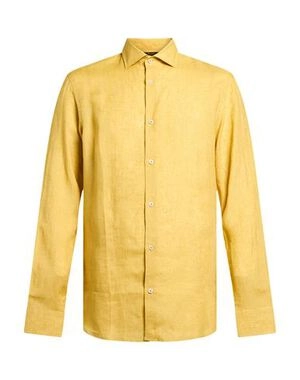MOORER Shirt Mustard Size Linen - Yellow