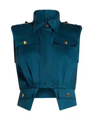 Elisabetta Franchi Sleeveless Lycra Shirt With Button Embellishments