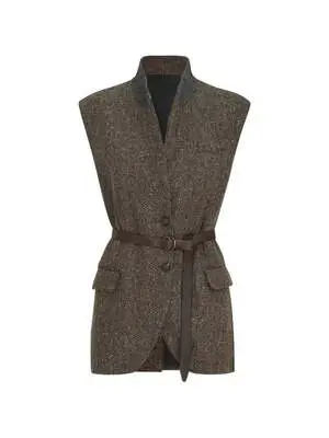 Brunello Cucinelli Sleeveless Belted Vest - Multicolor