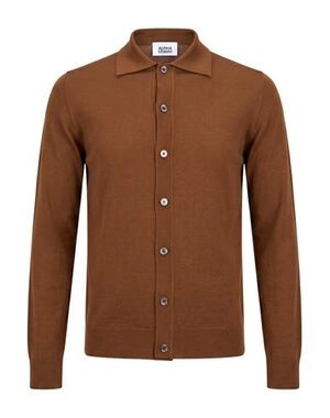 Alpha Studio Shirt Size Merino Wool - Brown