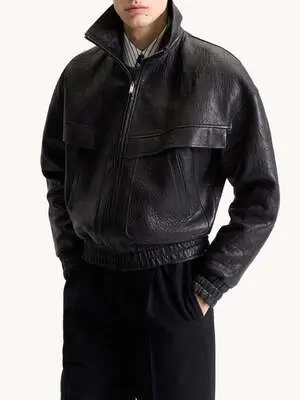 Saint Laurent Leather Bomber Jacket - Multicolor