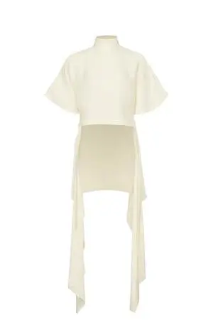 Alaïa Asymmetric Top In White - Blanc Creme